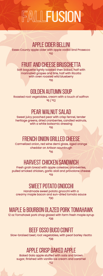 FEATURE MENU – Artisan Grill