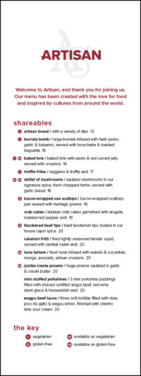 OUR MENU – Artisan Grill